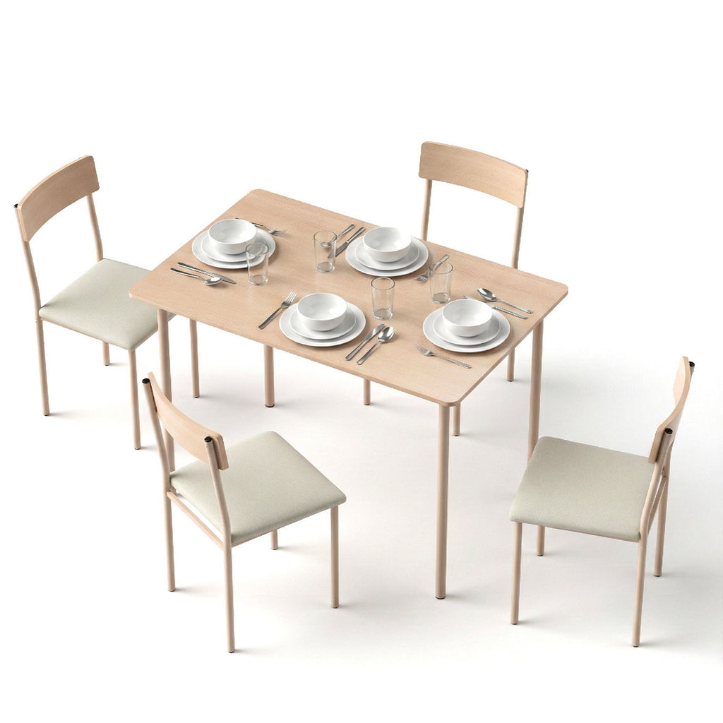 Dining Table and Chairs Set of 5 Compact Kitchen Furniture Natural ...