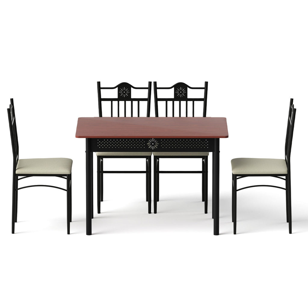 Dining Table and Chairs Set of 5 Compact Kitchen Furniture Upholstered ...