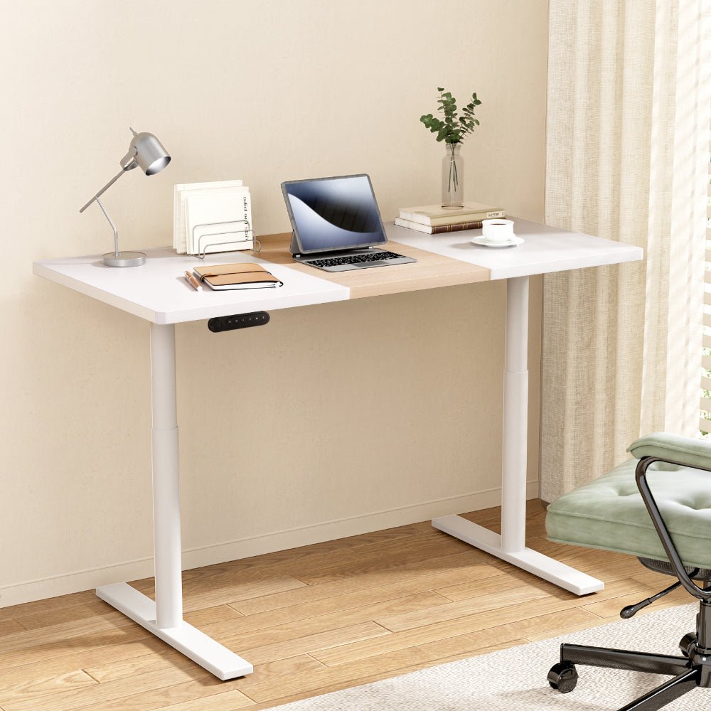 Standing Desk Motorised Electric Dual Motor Splice White Pine 120CM