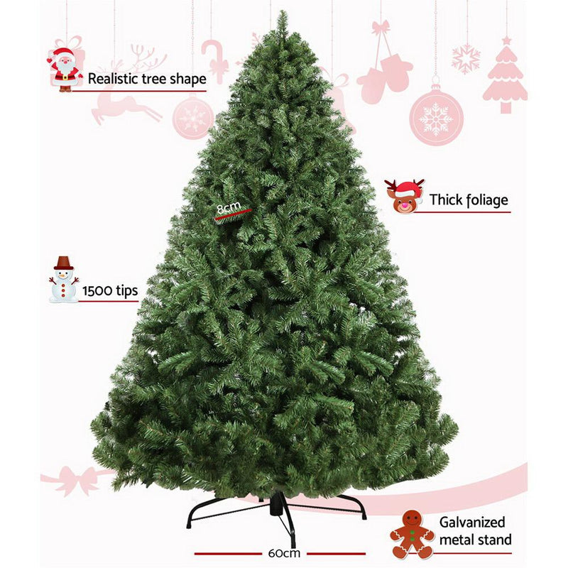 8FT / 2.4M Green Christmas Tree – 1500 Tips – Traditional Full Design